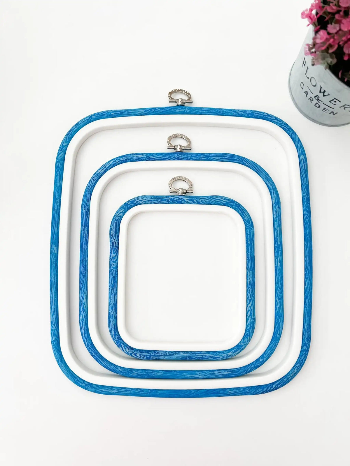 Blue Square Embroidery Hoop - Nurge Flexible Cross Stitch Hoop — HobbyJobby