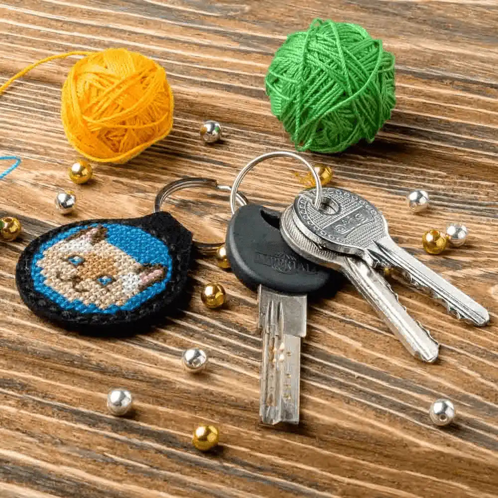 Key Chain Needlecraft Kit - Cross Stitch Kit on Leather — HobbyJobby