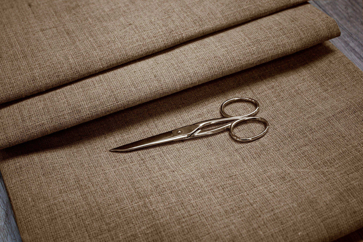 Luca-S Natural Pure 100% Linen Severe Fabric Brown Color — HobbyJobby