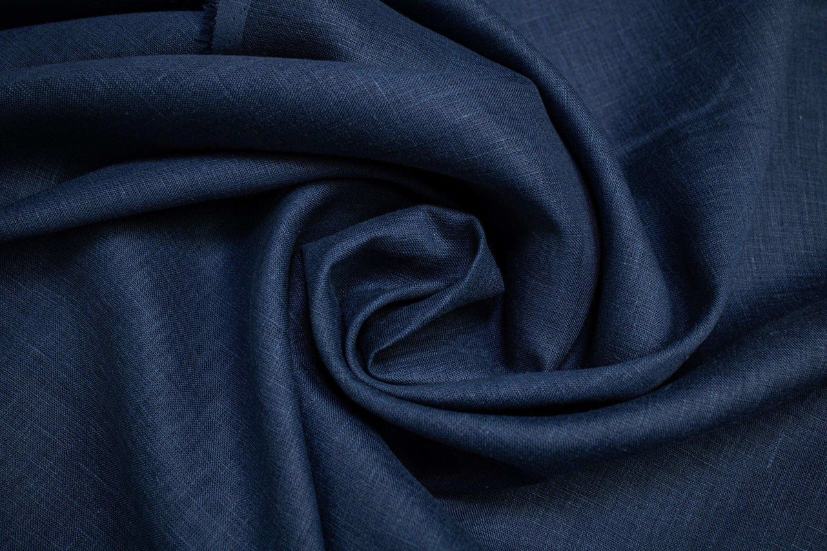 Luca-S Natural Pure 100% Linen Soft Fabric Navy Color — HobbyJobby