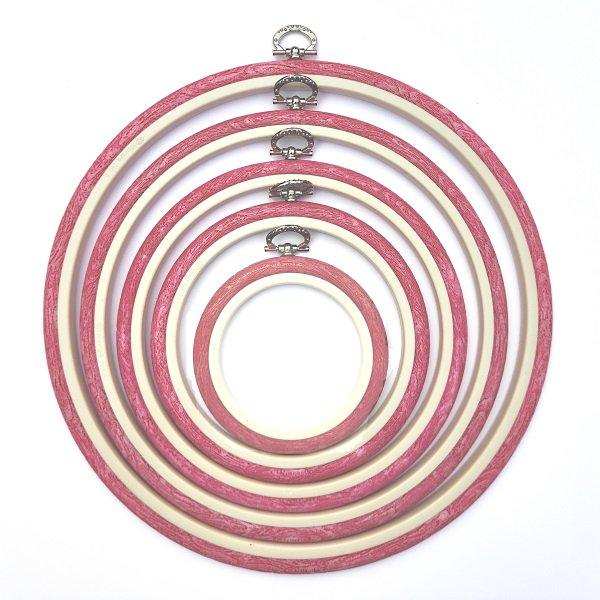 Pink Embroidery Round Hoop - Nurge Flexible Hoop, Round Cross Stitch H ...