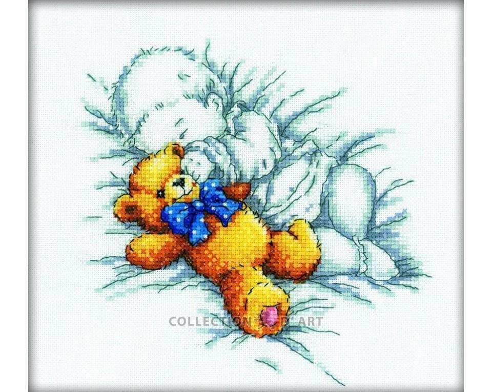 Cross Stitch Kit RTO - "Baby with teddy-bear" — HobbyJobby