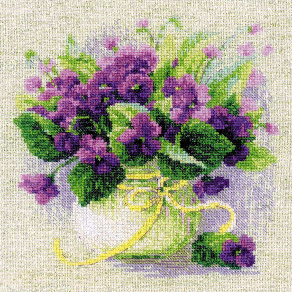 Riolis Cross Stitch Kit - Violets in a Pot — HobbyJobby
